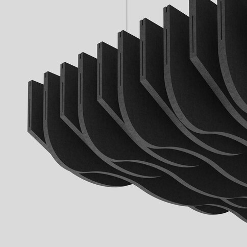 SIVERA 25 - Acoustic ceiling with baffles and integrated lighting