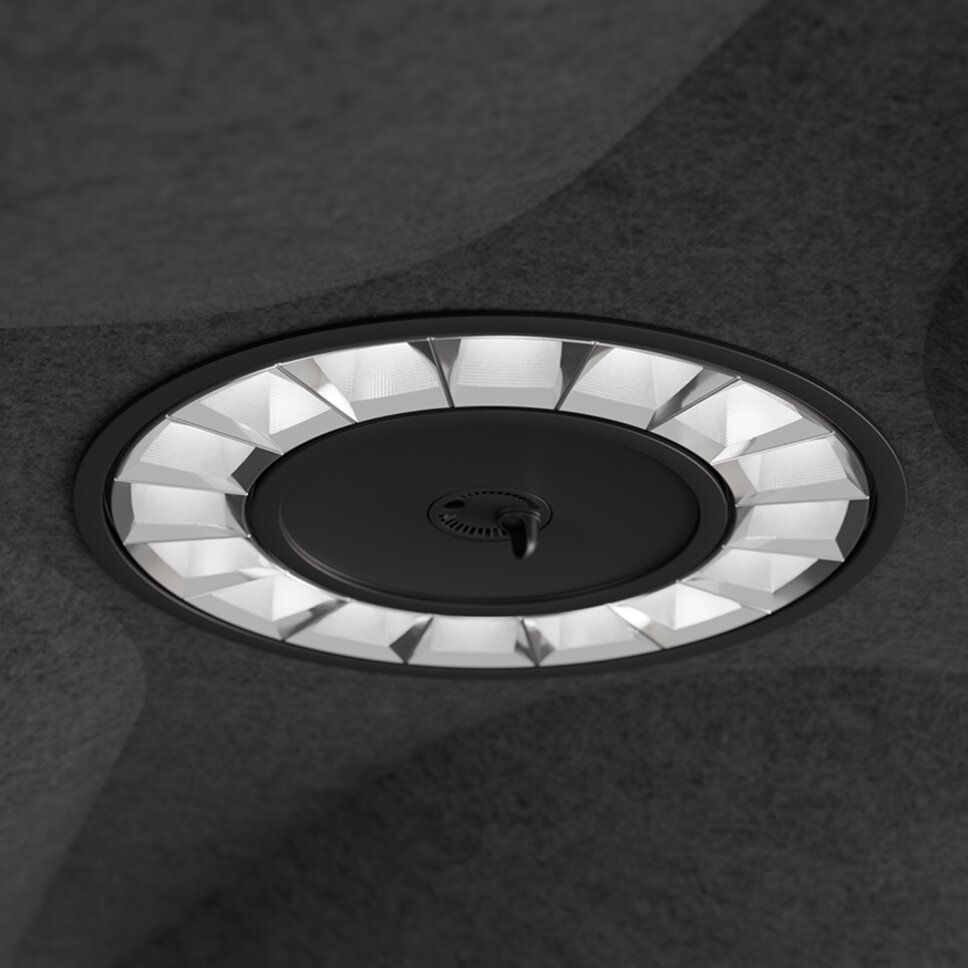 SOUNDCATCHER – Shaping sound and light – Acoustic luminaire I xilence